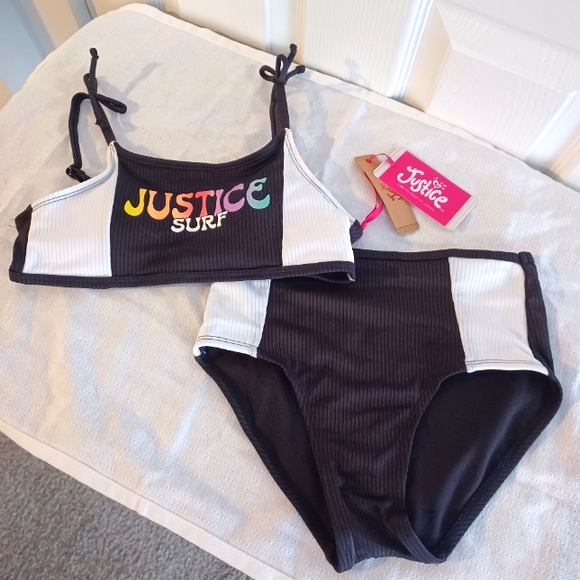 Justice | Swim | Justice Girls Retro Surf 2 Pc Colorblock Bikini Set ...
